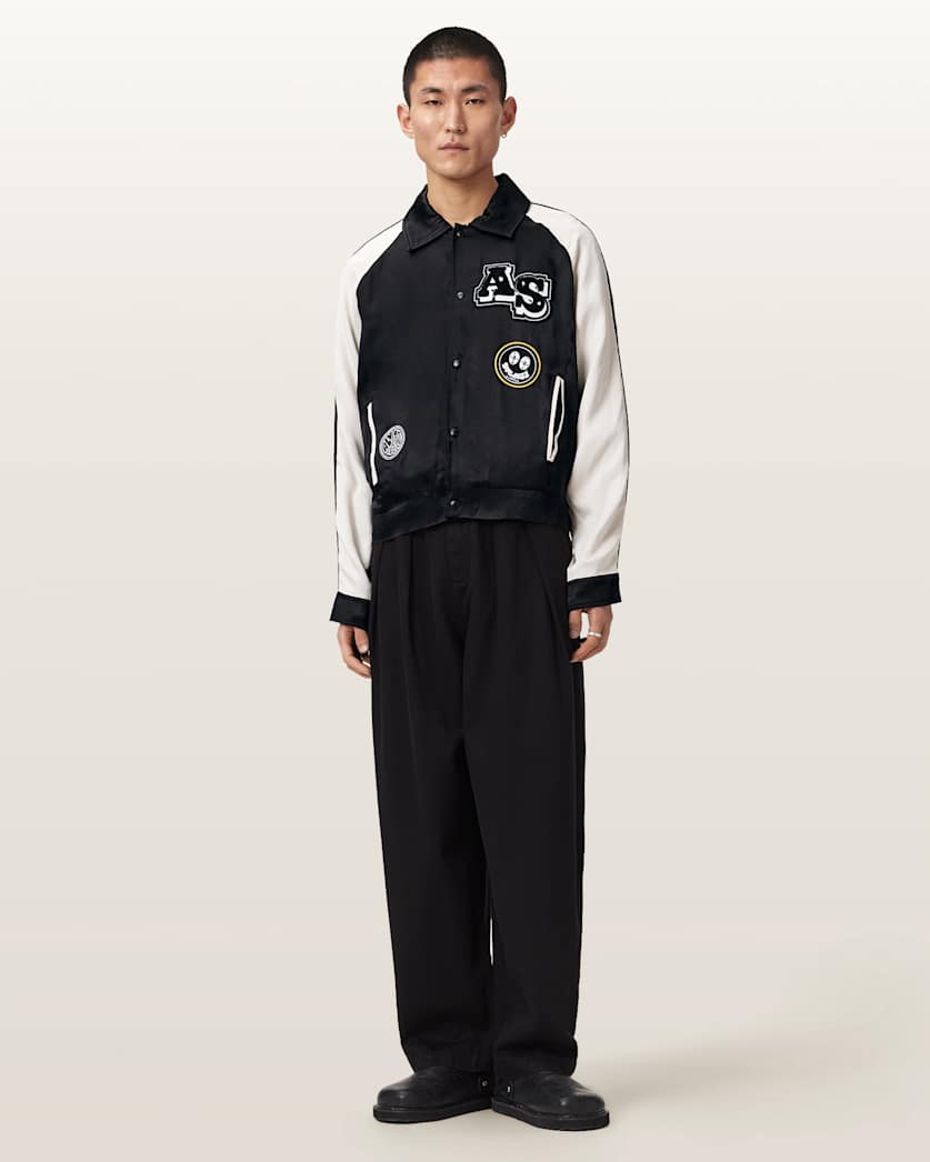 Orville Relaxed Fit Varsity Patch Jacket BLACK/IVORY | ALLSAINTS DE